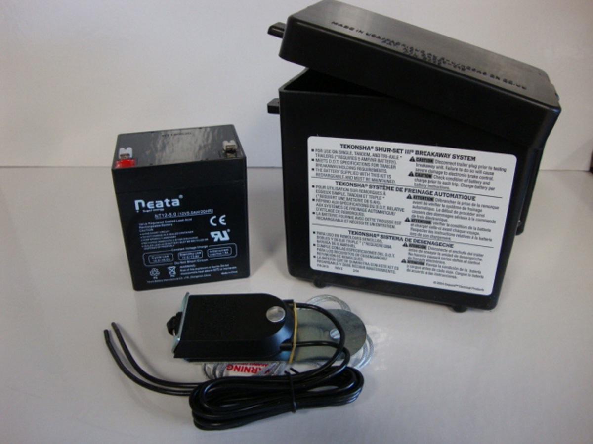 COMPLETE EMERGENCY BREAKAWAY KIT - BATTERY, CHARGER AND BOX